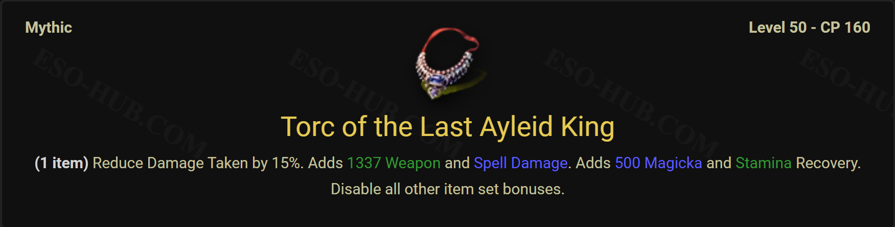 Torc of the Last Ayleid King - ESO PVP Builds